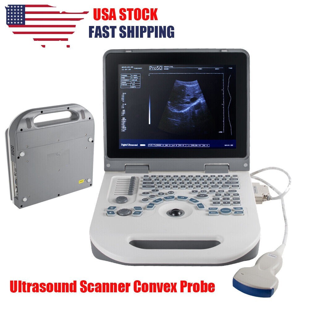 12" Portable Laptop Full Digital Ultrasound Scanner Machine +Convex ...