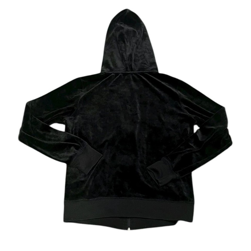 BCBG Y2K Rhinestone Logo Black Velvet Zip-Up Hoodie Small | eBay