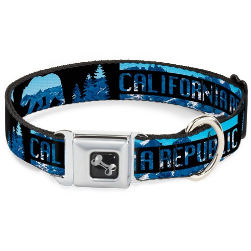 Dog Collar Bone CALIFORNIA REPUBLIC/Bear/Stars Silhouette Black/Scenic ...
