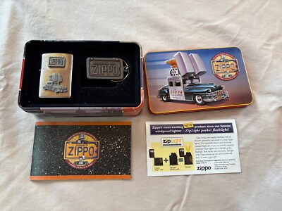 Zippo 1998 Limited Edition Zippo Car Tin Lighter Keychain Set Unfired ...