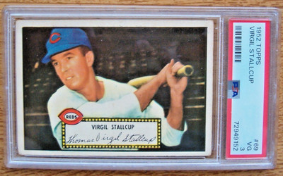 1952 Topps PSA 3 VG #69 Virgil Stallcup Red Back Cincinnati Reds (no ...