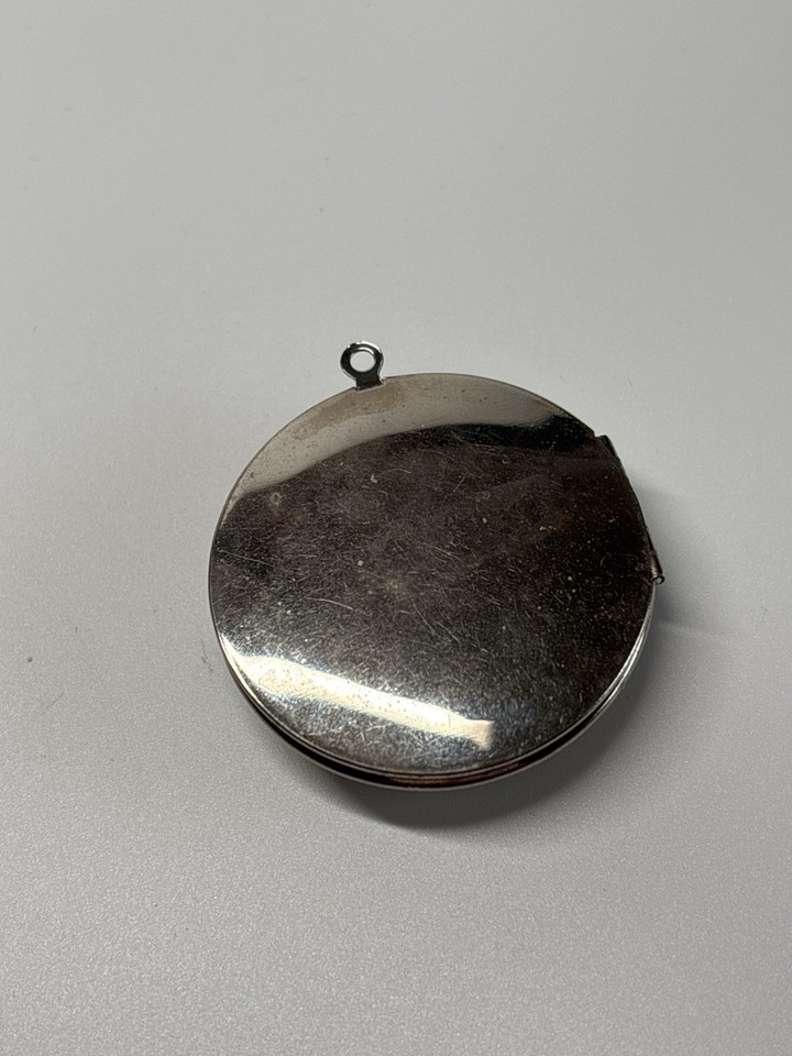 Vintage Boho Silver-Tone Round Locket Pendant Faux Turquoise Filigree ...