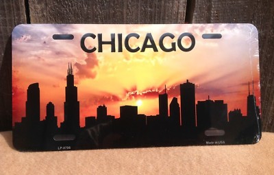 Chicago Silhouette Skyline American Novelty License Plate Auto Car Tag ...