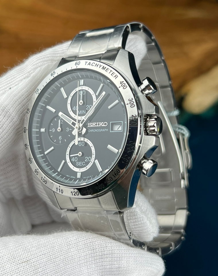 Seiko Spirit SBTR005 Black Dial Chronograph Stainless Steel Men's Watch | eBay