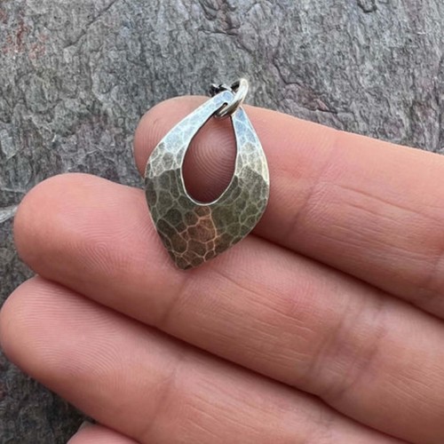 Sterling Silver Hammered Curved Petal Handmade Pendant Without Chain ...