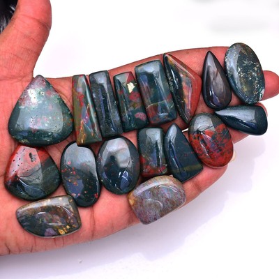 475 Cts Natural Blood Stone Untreated 26mm-37mm Mix Cabochon Loose ...