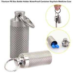 Keyring Tablets Medicine Container Pill Box Titanium Key Chain Drug ...