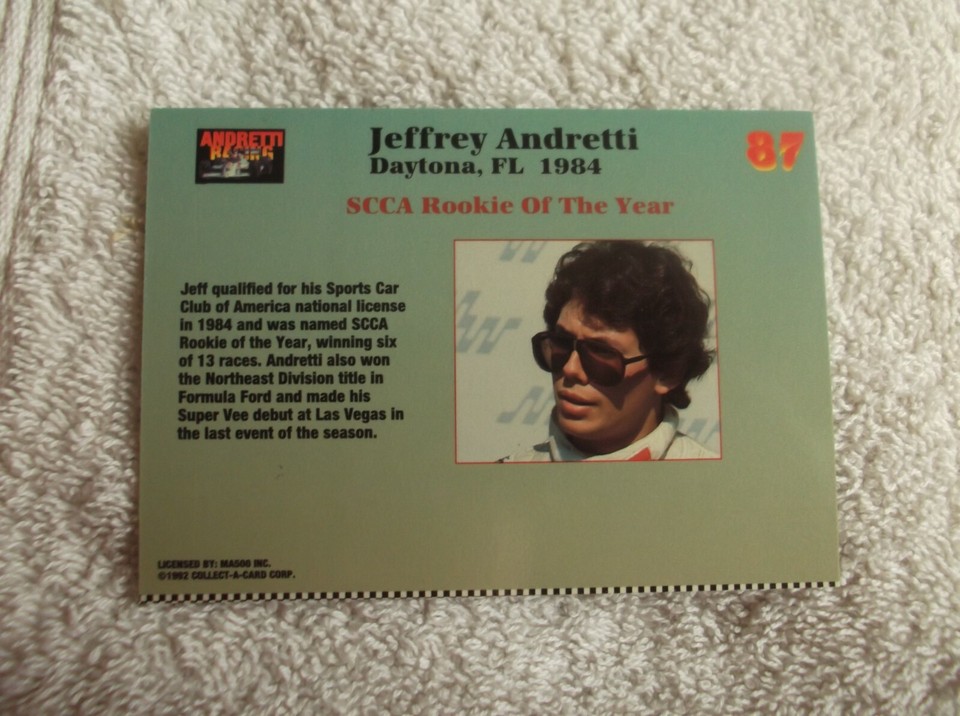 Andretti Racing "JEFFREY ANDRETTI, 1984 DAYTONA" #87 Trading Card 1992 ...