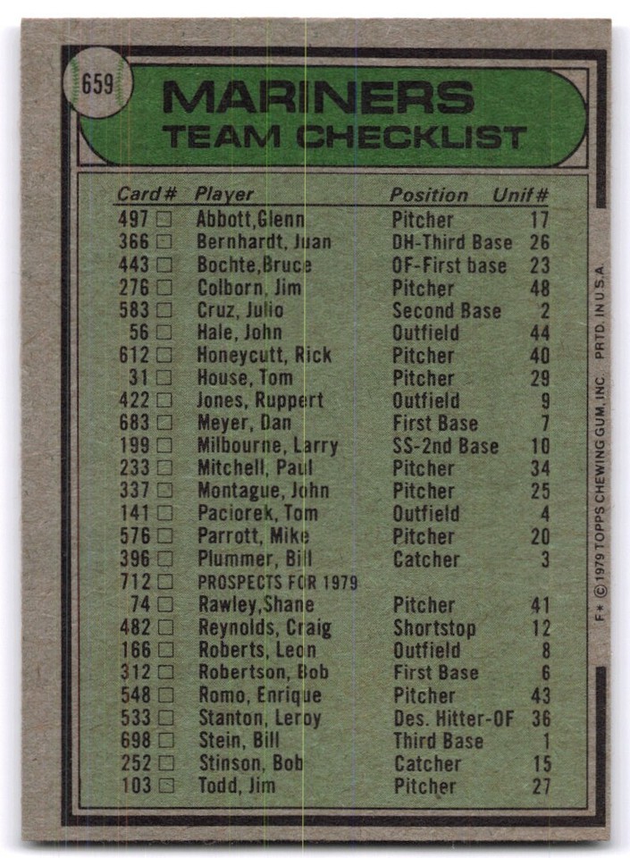 1979 Topps Seattle Mariners - Darrell Johnson Seattle Mariners #659 | eBay