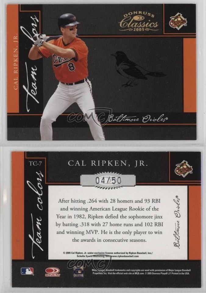 2005 Donruss Classics Team Colors Gold 4/50 Cal Ripken Jr #TC-7 HOF ...
