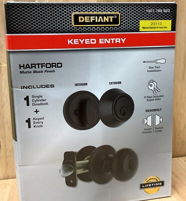 Defiant Hartford Single Cylinder Door Knob and Deadbolt Combo Pack ...