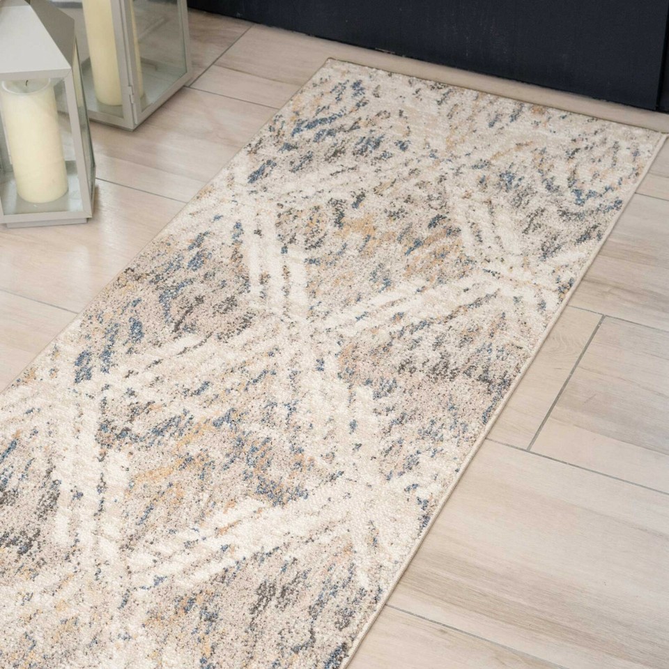 Diamond Natural Beige Runner Rug Diamond Elegant Indoor Long Hallway ...
