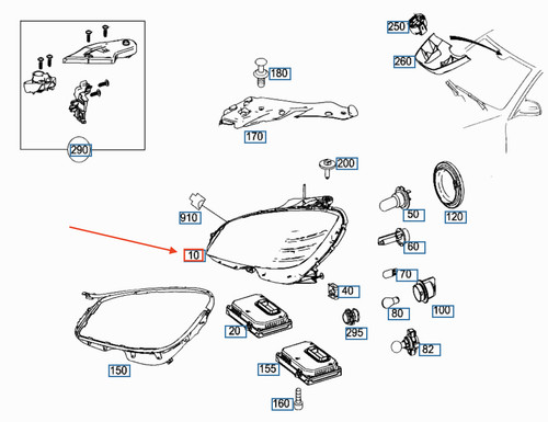 MERCEDES-BENZ C W204 Front Right Headlight LHD A2049064603 GENUINE for ...