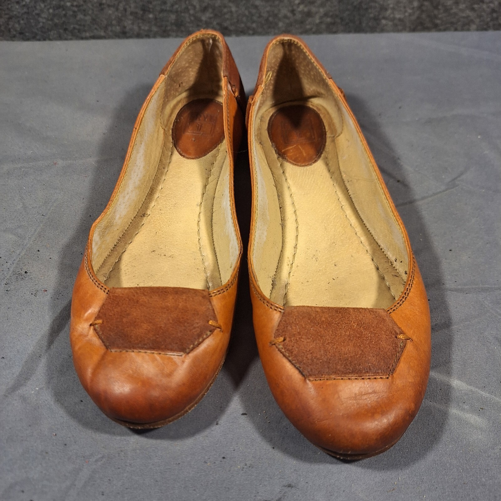 Frye Ballet Flats Loafers Slip On Shoes Womens 7.5 B Brown Leather Pre ...