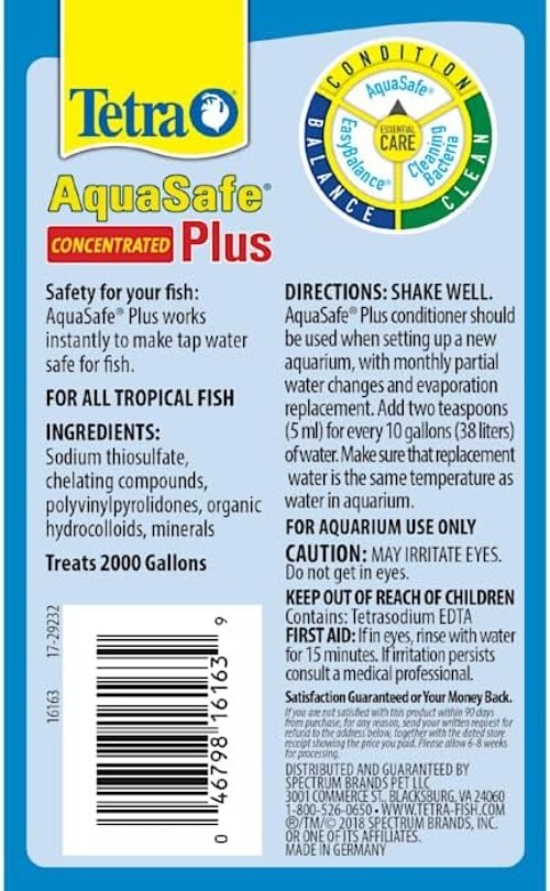 Tetra AquaSafe Plus Water Conditioner & Dechlorinator, 33.8 oz...... | eBay