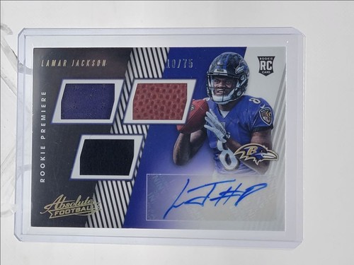 LAMAR JACKSON 2018 ABSOLUTE RPA ROOKIE PREMIERE PATCH RC AUTO /75 Q4006 ...