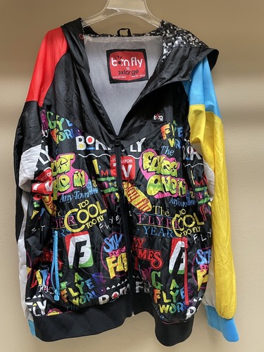 Born Fly Windbreaker Multi Hoodie Jacket Mens 3XL Logo Run Hip Hop ...