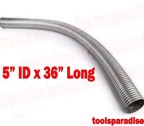 5" in ID x 36" Long Flexible STEEL EXHAUST PIPE Tubing FLEX Connector ...