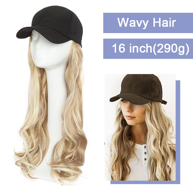 One Piece Baseball Hat with Synthetic Hair Wigs Straight Bob Baseball ...