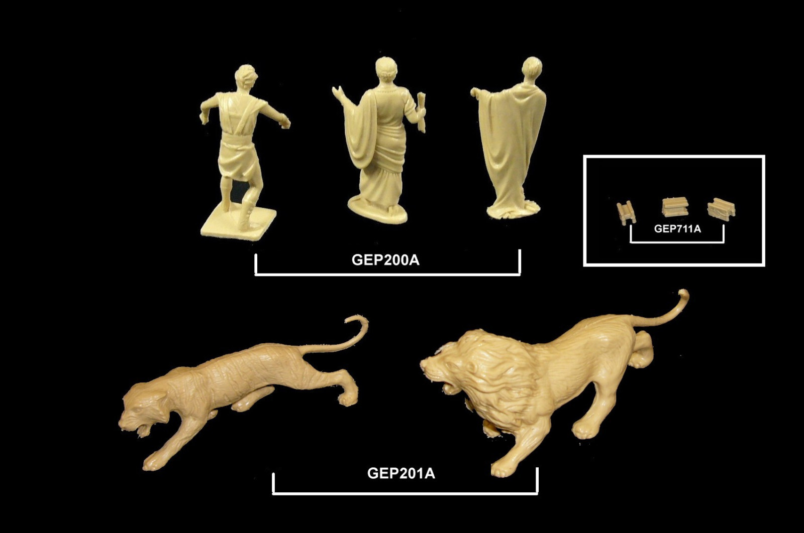 MARX Ben Hur Emperor Empress Lion Tiger colosseum clips 54mm plastic ...