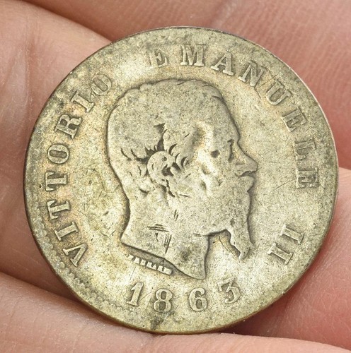 Raw 1863 Italy 1 Lira Silver Coin - 23.16mm diameter | eBay