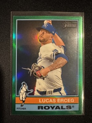 2025 Topps Heritage #62 Lucas Erceg Chrome Green Refractor /99 Royals ...