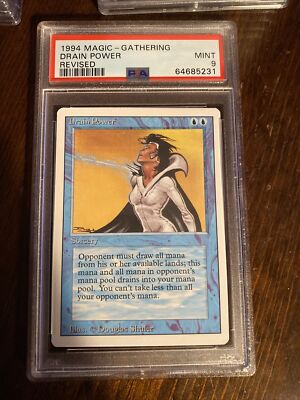 PSA 9 Mint Drain Power Revised 3rd Edition MtG Magic the Gathering Pop ...