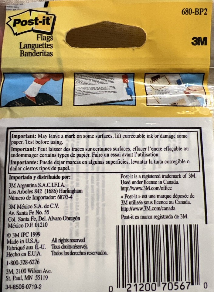 Post-it Standard Page Flags in Dispenser Bright Pink 100 Flags ...