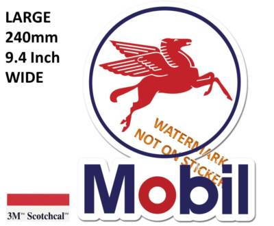 VINTAGE MOBIL GASOLINE BOWSER PETROL DECAL STICKER LABEL LARGE 250 MM ...