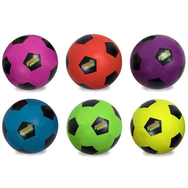 Atomic Athletics 6 Pack of Neon Rubber Playground Soccer Balls - Youth ...