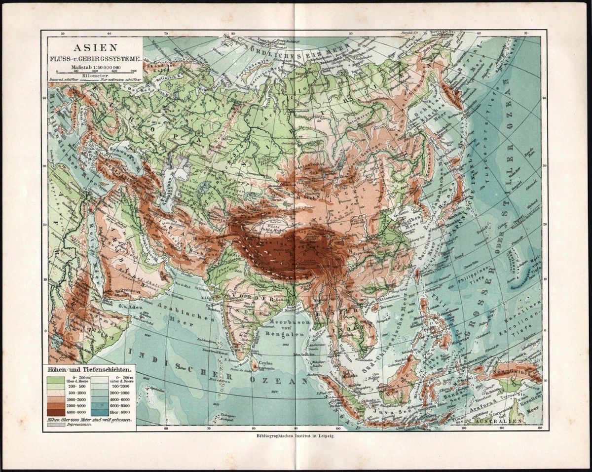 Blank Map Of Asia With Rivers And Mountains