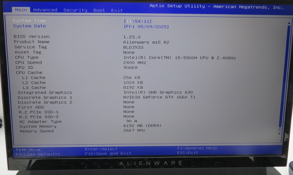 Alienware M15 R2/i5-9300H/8GB RAM/256GB NVME/No OS*READ* | eBay