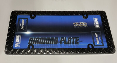Cruiser Accessories 30850 Diamond Plate License Plate Frame Matte Black ...