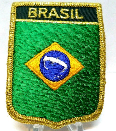 Brasil / Brazil Flag Patch Sew-On Souvenir with Gold Tone Thread (B79 ...