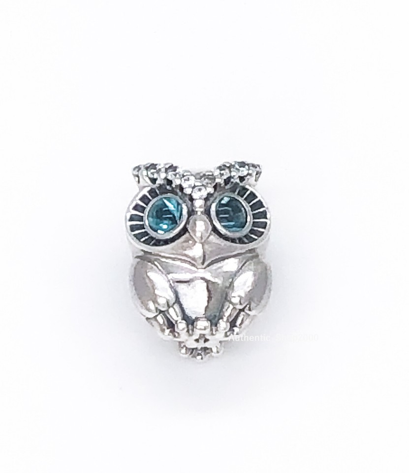 NEW Authentic PANDORA 925 SS Blue Eyes Sparkling Owl Charm Pendant ...