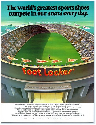 1984 Foot Locker Print Ad, Olympic Stadium Filled With Athletic Brand ...