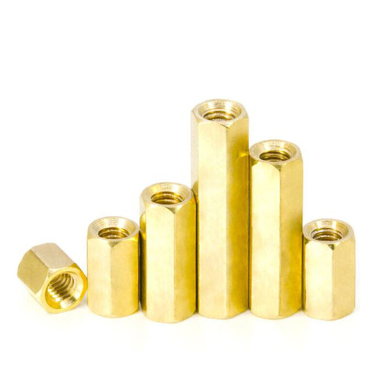BRASS HEX NUT BSP UNF UNC MM BSF HEXAGON ROD COUPLING CONNECTOR STUD ...