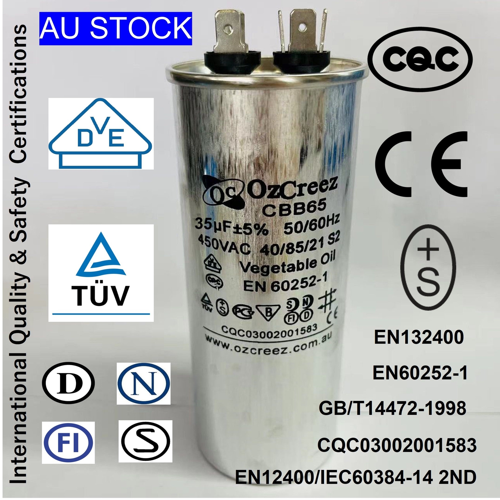 CBB65 CBB65A-1 450VAC 50/60Hz 6uF - 100uF Air Conditioner Motor Run ...