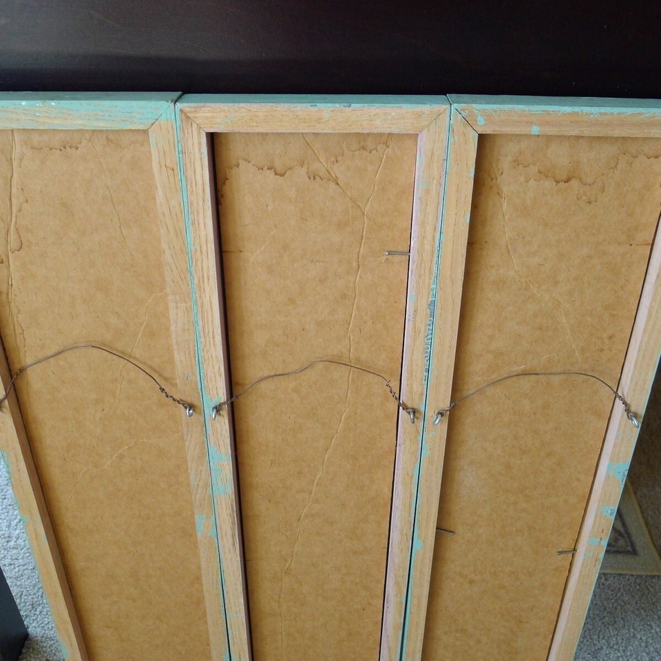 Vintage 3 Mirror Set Shabby Chic Jade Green Long Narrow 25-1/4x5-1/4 ...