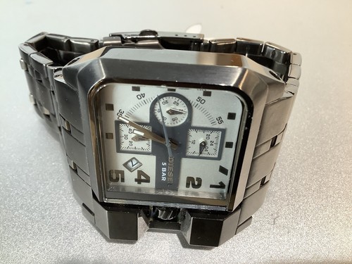 Men’s Diesel 5 Bar Stop Watch Heavy Duty Black Band Date & Time | eBay