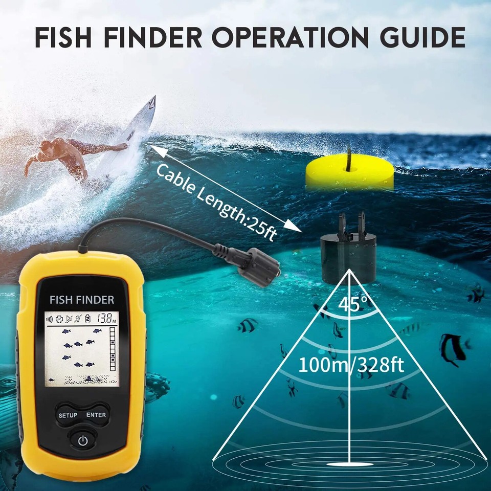 100M Fish Finder Sonar Portable Echo Sounder Alarm Transducer Lake Sea Fishing | eBay UK