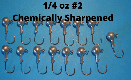 1/4oz - 7grams #2 Jig Heads Chemically Sharpened hooks. 15 per packet ...