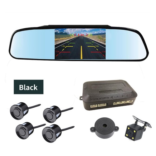 4 Sensor Backup Radar Car Video Parking Assistance 4.3in Rearview ...