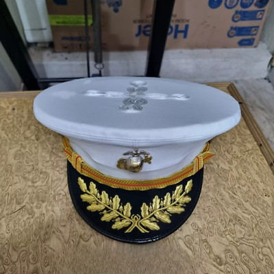 Marine Corps Officer Field Grade Service Dress Hat Cover USMC Uniform ...