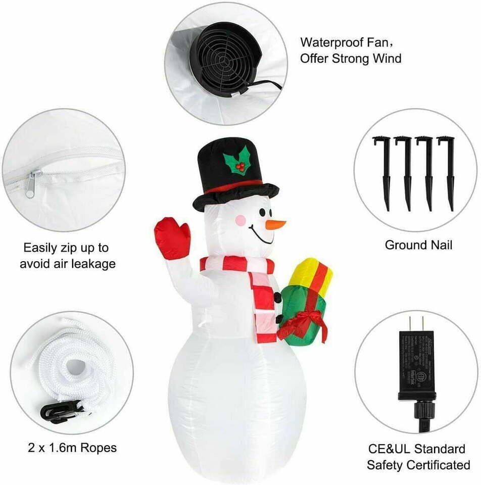 5ft Christmas Inflatables Snowman Outdoor Yard Rotating LED Blow Up ...