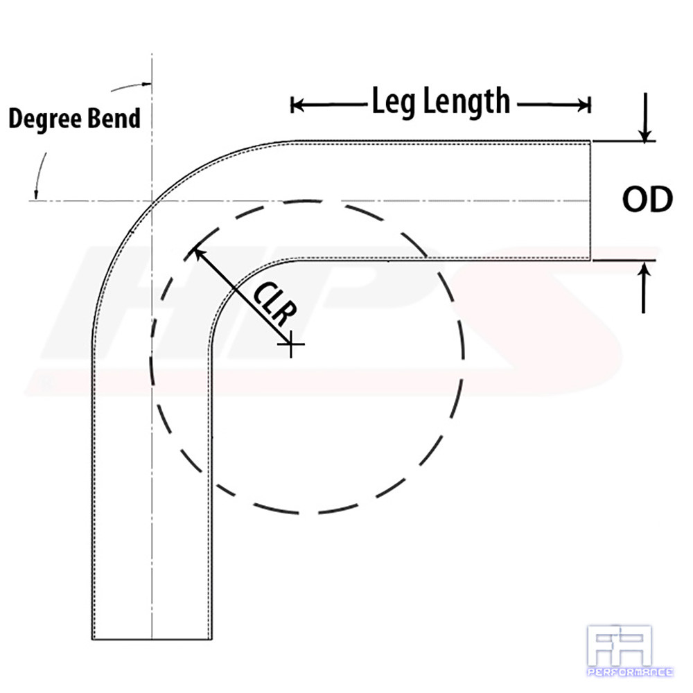 HPS 3.5" OD 89mm 60 Degree Bend Aluminum Tube Pipe Elbow 16 Gauge w/ 5 ...