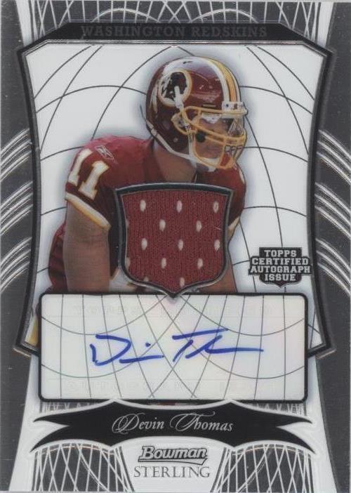 2009 Bowman Sterling - Jersey Autograph Devin Thomas #186 /300 (AU, MEM ...