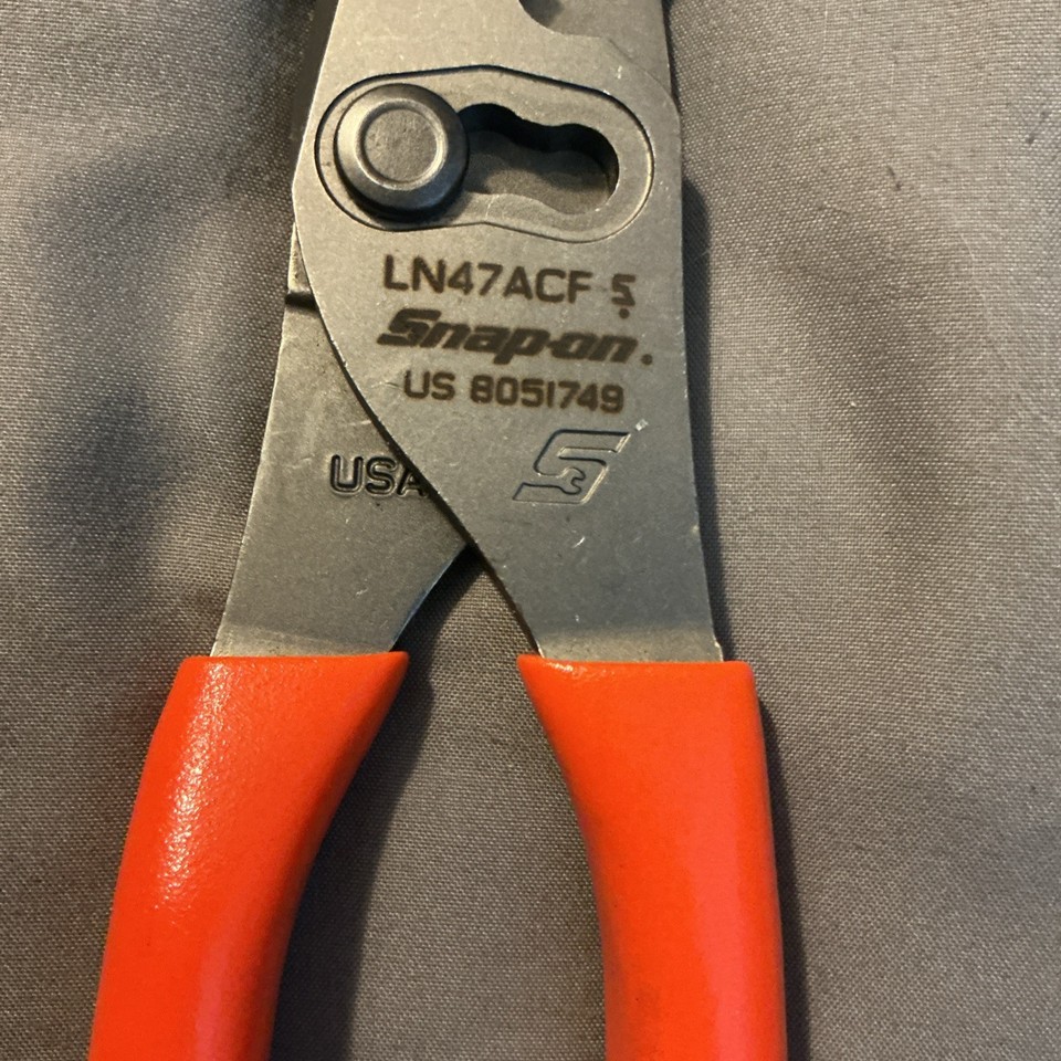 NEW Snap On LN47ACF 9" Needle Nose/Slip-Joint ORANGE Soft Grip Pliers ...