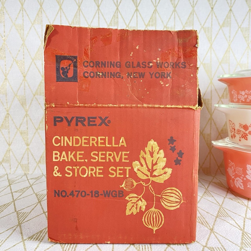 RARE HTF BOX Pink Gooseberry PYREX 473 472 471 Bake, Serve & Store Set ...