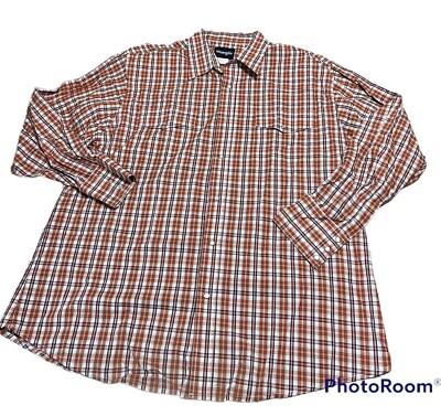 WRANGLER WESTERN SHIRT LONG SLEEVE PEARL SNAPS RUST PLAID XXL | eBay